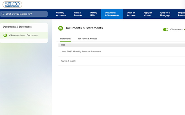 View Statements and Documents | SELCO